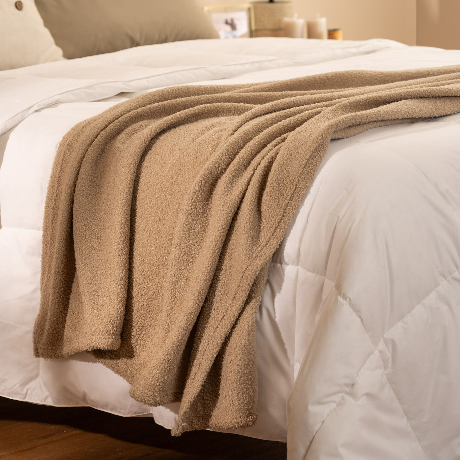 Manta Teddy Fleece Marrón Claro de 130 x 180 cm. - Arredo